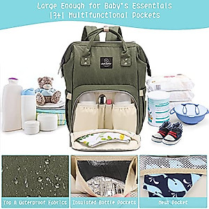 pipi bear Diaper Bag Backpack, Baby Bag for Mom Dad,Multifunction Large Diaper Backpack with Changing Pad,Water Resistant and Durable, Green