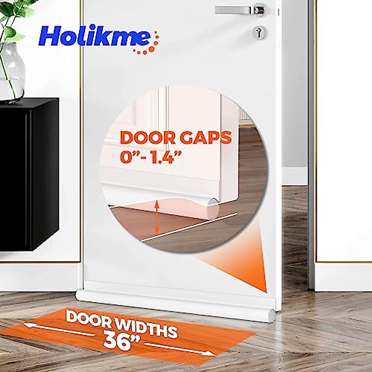 Holikme Door Draft Stopper Weather Stripping, Door Sweep,Adjustable Under Door Draft Blocker, Insulator, Suitable for Interior／Exterior Doors, 36” Length (White)