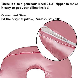 Satin Nursing Pillow Cover Slipcover Set 2 Pack Ultra Soft Silk Compatible with Boppy Pillow for Breastfeeding Pillow Case (White + Pink)
