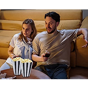 Jaojaopn 4.5 x 2.75 Mini Popcorn Boxes, Striped Popcorn Containers, Snack Container Set for Movie Night or Various Party Themes. 24 pcs(black and white)