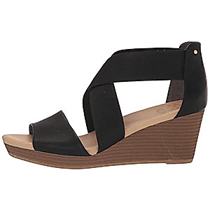 Dr. Scholl's Shoes Women's Barton Band Wedge Sandal, Black Smooth, 9