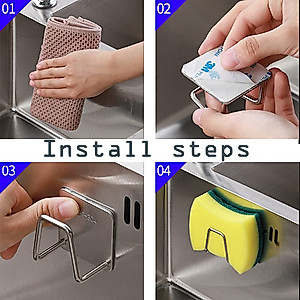 3pcs Kitchen Sink Sponge Holder Drain Rack ,Accessories Stainless Steel Waterproof Sponge Frame