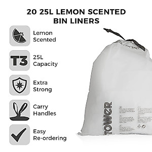 Tower T878002 25L Lemon Scented Bin Liners 20pc/Pack