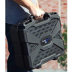CASEMATIX 17 inch Mobile Podcast Station Travel Case Fits Mixers, Microphones, Laptops and Cables with Dual Customizable Foam Layers - Case Only with Blue Foam