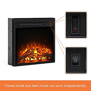 WAMPAT Fireplace TV Stand for TVs Up to 75 Inch with RBG LED Light, Farmhouse Wood Electric Fireplace Entertainment Center with 4 Storages for Living Room Bedroom, Black