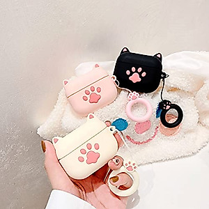 Compatible with Airpods 3 Case,Cute 3D Cartoon Cat Paw Soft Silicone Airpods 3 Case Cover,Kawaii Cat Ear Fun Lovely Design Cover,Cases for Girls Kids Teens Women Air pods 3(2021) (Black)