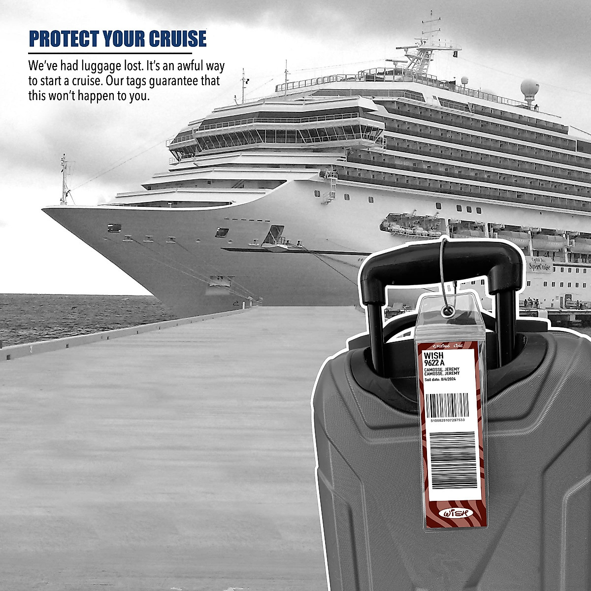 Disney Cruise Luggage Tag Holder by Cruise On [4 Pack] for All Disney Cruise Line DCL Ships Dream, Fantasy, Magic, Wonder, Wish, Treasure, Adventure & Destiny in 2025 & 2026