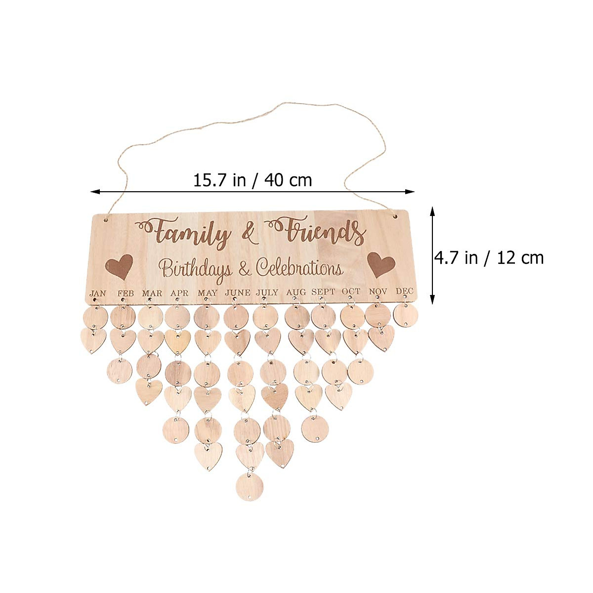 BESPORTBLE Wall Calendar SimpleCreative Nordic Style Hanging Wooden Calendar Pendant for Store Office Home Reminder Wall Calendar