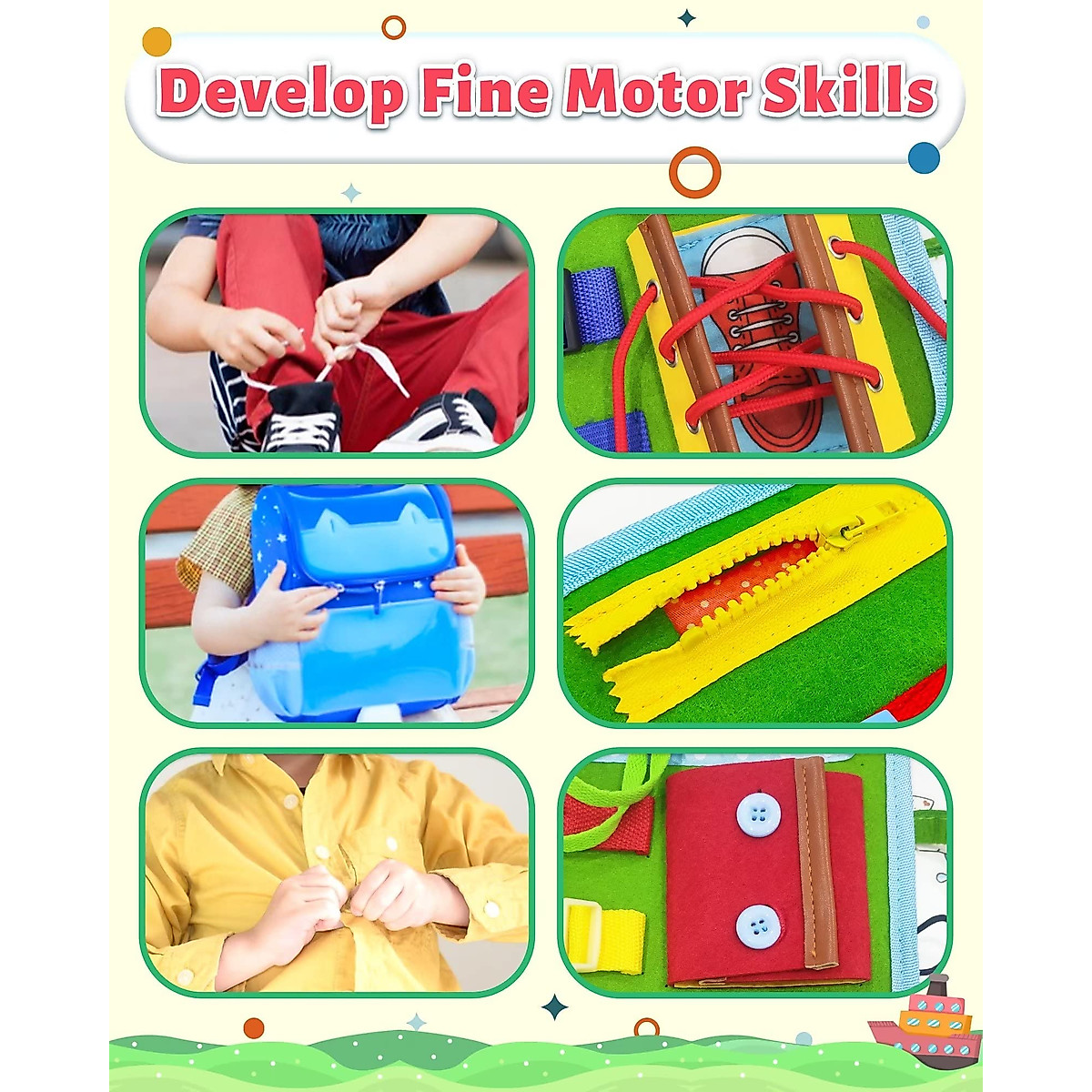 Exorany Busy Board, Montessori Toys Gifts for 1 2 3 4 Year Old Girls and Boys, Sensory Toys for Toddlers 1-3, Preschool Educational Toys Travel Activities, Learning Alphabet Animal Fine Motor Skills