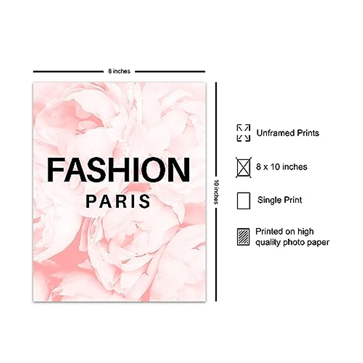 Designer Fashion Wall Art & Decor - 8x10 Glam Room Decor - Luxury Living room Home Decor - Designer Wall Art Poster Picture - Pink Bedroom Wall Art - Couture Glamour Wall Art - Luxury Gift for Woman