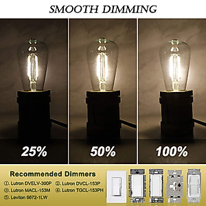 AOMRYOM 2W LED Edison Bulb 30W Equivalent 250LM, 3000K Warm White E26 Medium Base, Vintage Edison Style Tiny ST48 / ST14 Clear Glass Dimmable LED Filament Light Bulbs, Pack of 8