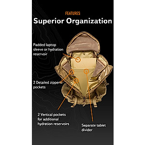 Mystery Ranch 2 Day Backpack - Tactical Daypack Molle Hiking Packs, Coyote, L/XL