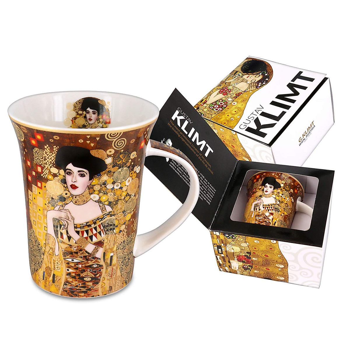 Porcelain Awakening Mug Gustav Klimt Adele Bloch-Bauer Mug 12 Fl oz. Tea Cup Coffe Mug for Parties