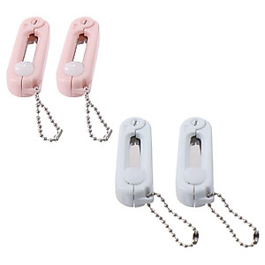 Uniquer 4 PCS Folding Scissors 2.5inch Mini Portable Craft Scissors Pink and White Travel Scissors Foldable Telescopic Pocket Scissor with Hanging Keychain for DIY Scrapbooking, Crafting, Sewing