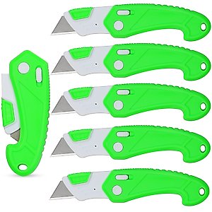 VIP Home Essentials Lightweight Strong ABS Plastic Folding Utility Box Cutter (6, Green)