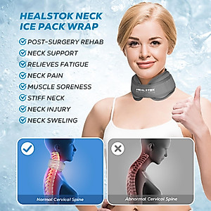 Neck Ice Pack Wrap,Cervical Ice Pack,Cold Compress Ice Packs for Neck Injuries Reusable Cold & Hot Therapy Adjustable Flexible Gel Migraine Ice Head Wrap for Neck Pressure (Grey)