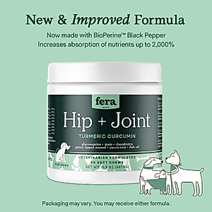 Fera Pets - Health Bundle of 3, Includes Fish Oil for Cats and Dogs (8oz), Organic Probiotics for Dogs and Cats with Prebiotics (60 Scoops), Hip and Joint Support for Dogs (90 Soft Chews)