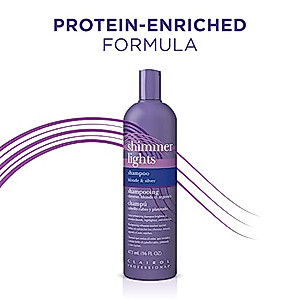 Clairol Professional Shimmer Lights Purple Shampoo, 16 fl. Oz | Neutralizes Brass & Yellow Tones | For Blonde, Silver, Gray & Highlighted Hair