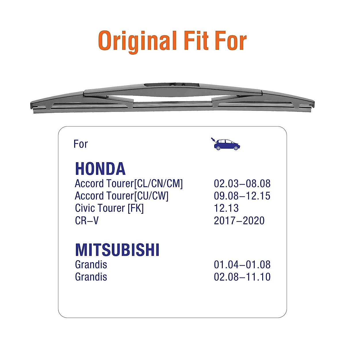 For Genuine Honda 76730-TRN-H01 CRV 2017-2021 Rear Windshield Wiper Blade Replacement, Exact Fit for CR-V 2017 2018 2019 2020 2021 Rear Wiper Arm, WOWIPER Car Wipers, 300mm - 12" + 12 inch (set of 2)