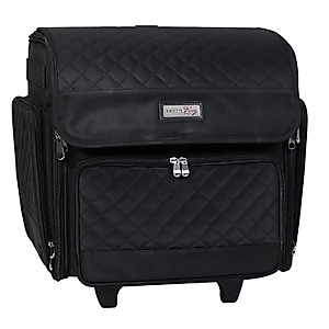 Everything Mary Deluxe Rolling Papercraft Craft Case, Black Quilted - Scrapbook Tote Bag w/Wheels for Scrapbooking & Art - Travel Organizer Storage for IRIS Boxes - for Teachers & Medical