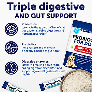 Probiotics for Dogs - Support Gut Health, Allergies, Immunity, Yeast Balance - Dog Probiotics and Digestive Enzymes with Prebiotics - Reduce Diarrhea - 30 Sticks