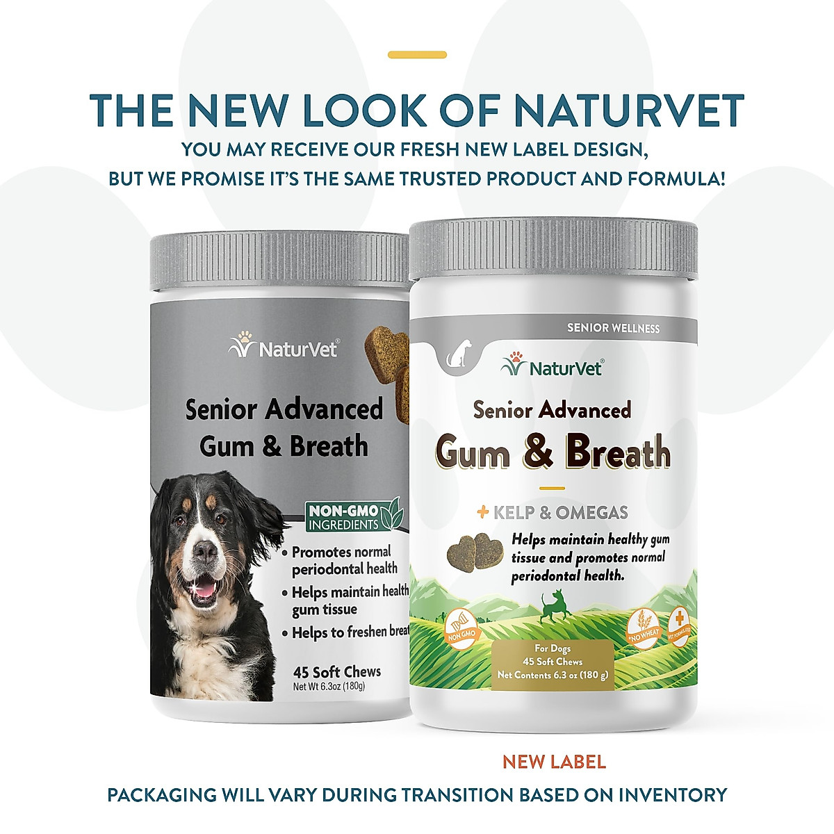 NaturVet Senior Advanced Gum & Breath Dog Supplement – Includes Peppermint, Parsley Leaf to Help Promote Periodontal Health, Fresh Breath for Dogs – 45 Ct. Soft Chews