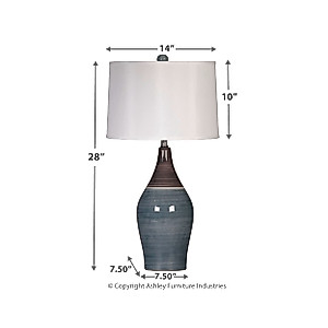 Signature Design by Ashley Niobe Glazed Ceramic Table Lamp, 2 Count, 28", Multicolored & Gray