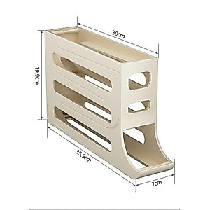 Egg Holder for Fridge - Auto Rolling Fridge Egg Organizer, Space-Saving Egg Dispenser Holder, 30 Eggs, 4 Tiers Fridge Egg Rack Large Capacity Egg Dispenser for Refrigerator (Beige)