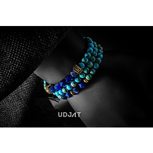 [Udjat]Turquoise Emperor Stone Wrap Bracelets,Healing Crystal Bracelet, Chakra Bracelet,Mala beads Crystal Bracelet for Woman, Turquoise Wrap Bracelets, turquoise emperor stone,blue sodalite