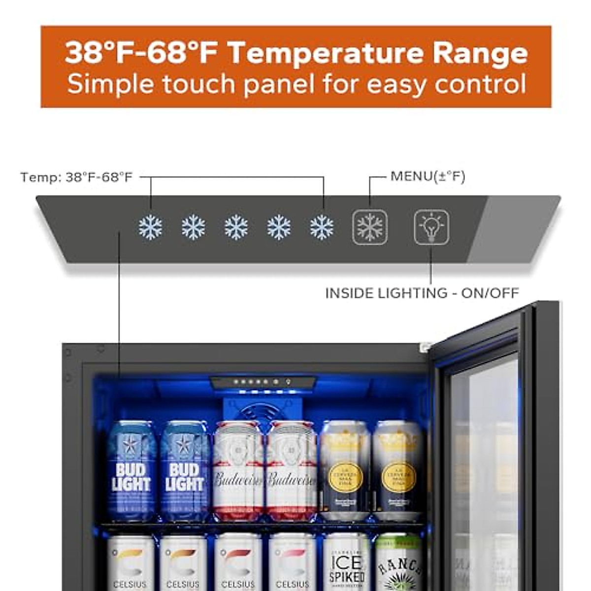 Ca'Lefort Beverage Refrigerator Cooler - 140 Can Small Beverage Fridge, Beverage Fridge with Glass Door for Beer Soda, Under Counter Freestanding Beverage Cooler for Home/Kitchen