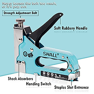 SHALL Staple Gun Heavy Duty, 3-in-1 Upholstery Staple Gun Kit with 3000 Staples, Staple Remover, Manual Brad Nailer with Specific Staples Outlet Position Indicator