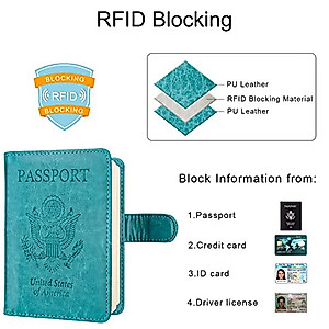 WALNEW Passport Holder Cover Case RFID Passport Travel Wallet, Blue