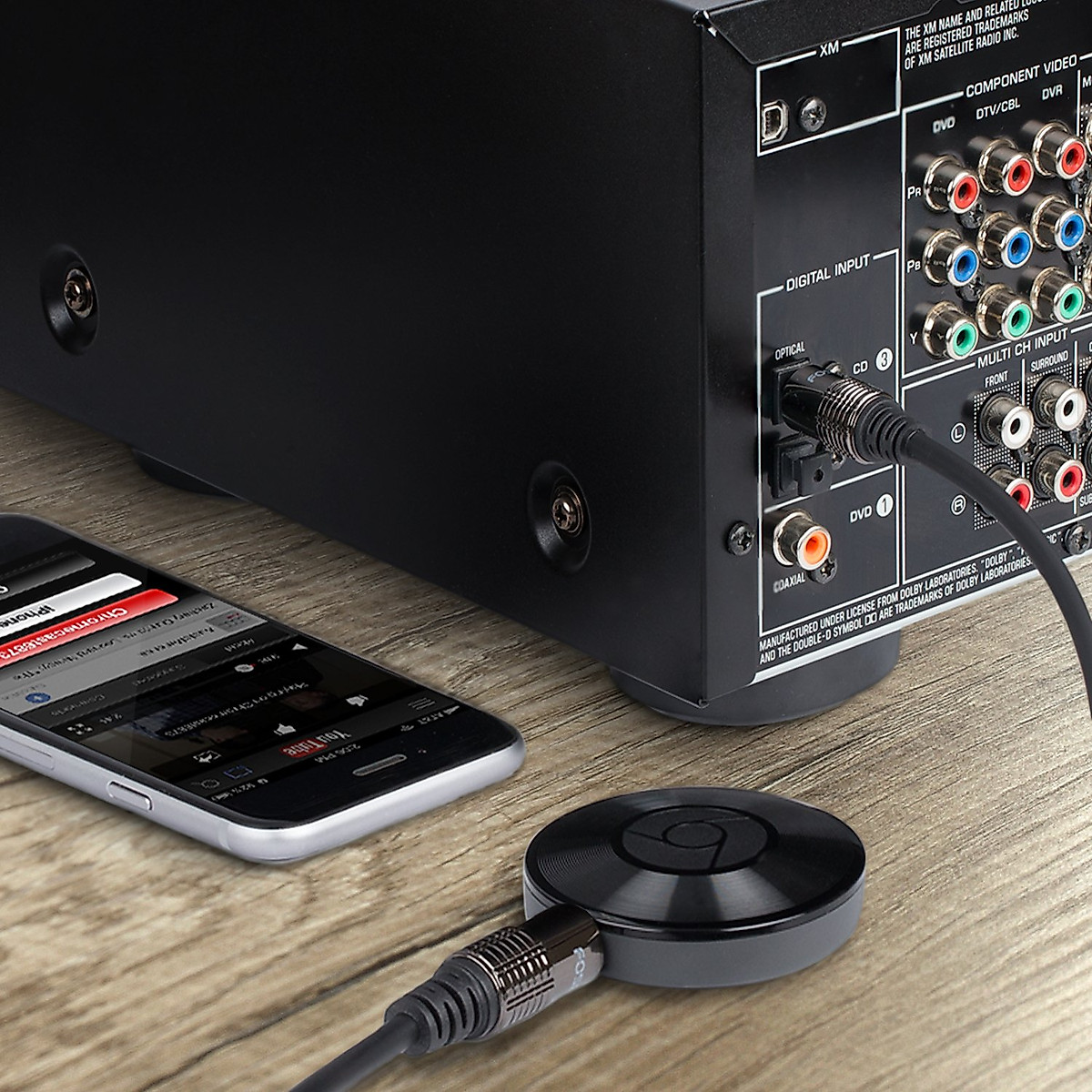 FosPower 24K Gold Plated Toslink to Mini Toslink Digital Optical S/PDIF Audio Cable with Metal Connectors & Strain-Relief PVC Jacket - 10ft