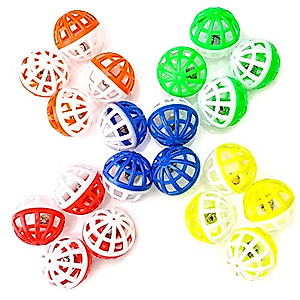 CHIWAVA 45PCS 1.6'' Cat Toy Ball with Bell Plastic Lattice Jingle Balls Kitten Chase Pounce Rattle Toy Assorted Color