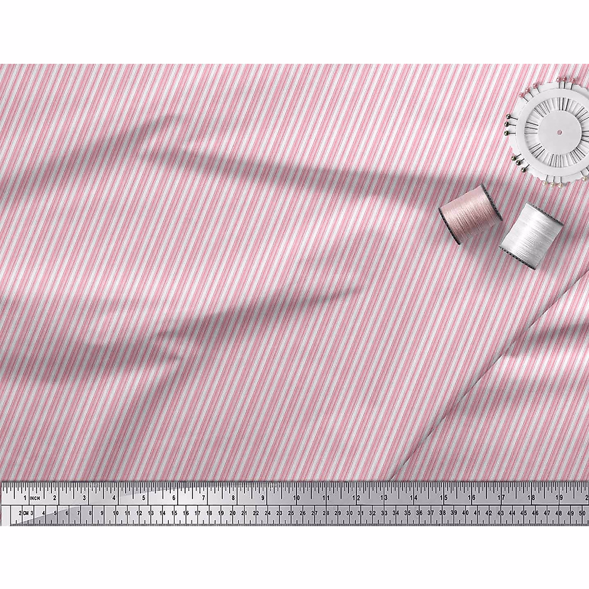 Soimoi Viscos Chiffon Pink Fabric - by The Yard - 42 Inch Wide - Stripe Geometric Shirting - Modern Styling with Striped Geometric Patterns Printed Fabric