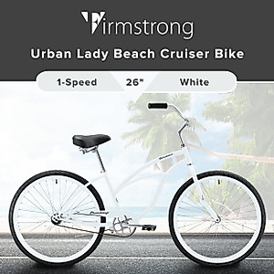 Firmstrong Urban Women's Beach Cruiser Bike, Single Speed Bicycle, 26 Inch Wheels, Aluminum, White