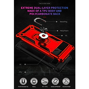 SunRemex for Google Pixel 7 Case with HD Screen Protector [2 Packs], [Not for Google Pixel 7 Pro ], Magnetic Ring Holder Kickstand,[Military Grade] Phone Case for Google Pixel 7 2022 (Red)