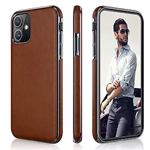 LOHASIC for iPhone 11 Case, Slim Business PU Leather Thin Elegant TPU Bumper Soft Anti-Slip Scratch Resistant Full Protective Phone Cover Cases Compatible with iPhone 11(2019) 6.1"- Brown