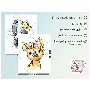 Woodland Animals Wall Art Prints - Nursery Decor - Set of 6-8x10 - Unframed - Watercolor