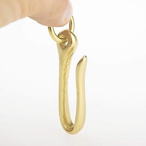 lasenersm 1 Pieces Brass Belt Keyring U Hook FOB Belt Clip Loop Pocket Clip with Ring Brass U Hook Wallet Clip for Key Chain Wallet Chain Size L