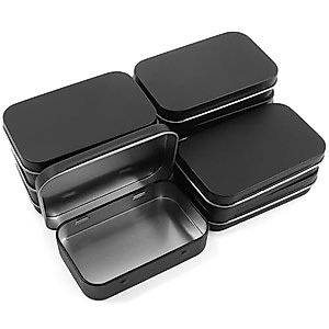 Murtenze 12PCS Metal Tin Box Containers with Slide Lids, Portable Slide Cover Storage Box for Wedding Jewelry Lip Balm Container Cosmetic Organizer. (Black, 3.15 x 1.97 x 0.59inch)