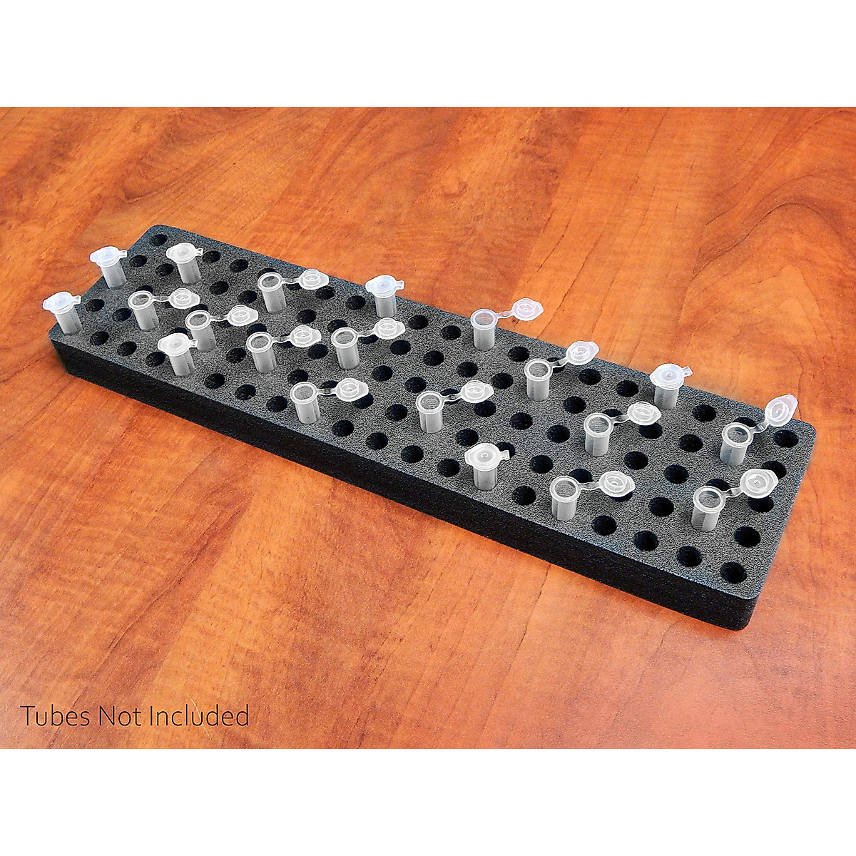 Polar Whale Microcentrifuge Tube Rack Holder for 2ml and 1.5ml Tubes Black Foam Storage Organizer Stand Lab Transport Holds 100 Tubes Fits up to 11mm Diameter