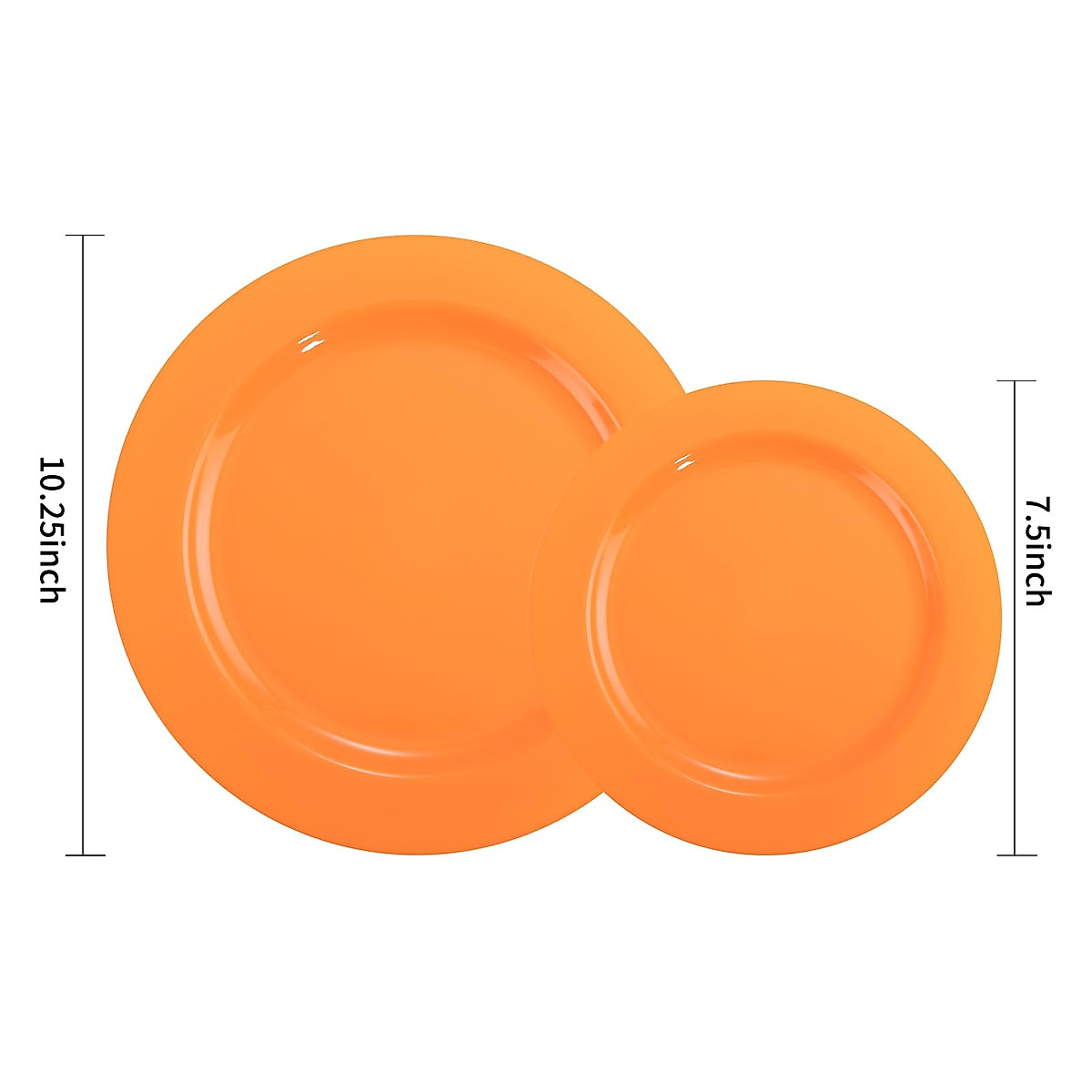 FLOWERCAT 60PCS Orange Plates - Heavy Duty Orange Plastic Plates Disposable for Easter Party - Include 30PCS 10.25inch Orange Dinner Plates and 30PCS 7.5inch Orange Dessert Plates