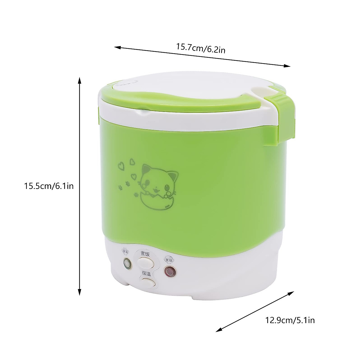 Headery Rice Cooker Small 12V, Mini Rice Cooker Steamer 1 Cup, Portable Easy Operation Well Insulated 1-2h Non-stick Rice Maker Food Steamer with Handle and Spoon for Car Home (Green)