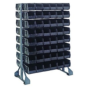 Quantum Storage QRU-16D-230-96BK Double Sided Rail Systems Complete Package with Bins, 36”L x 20”W x 53”H Black