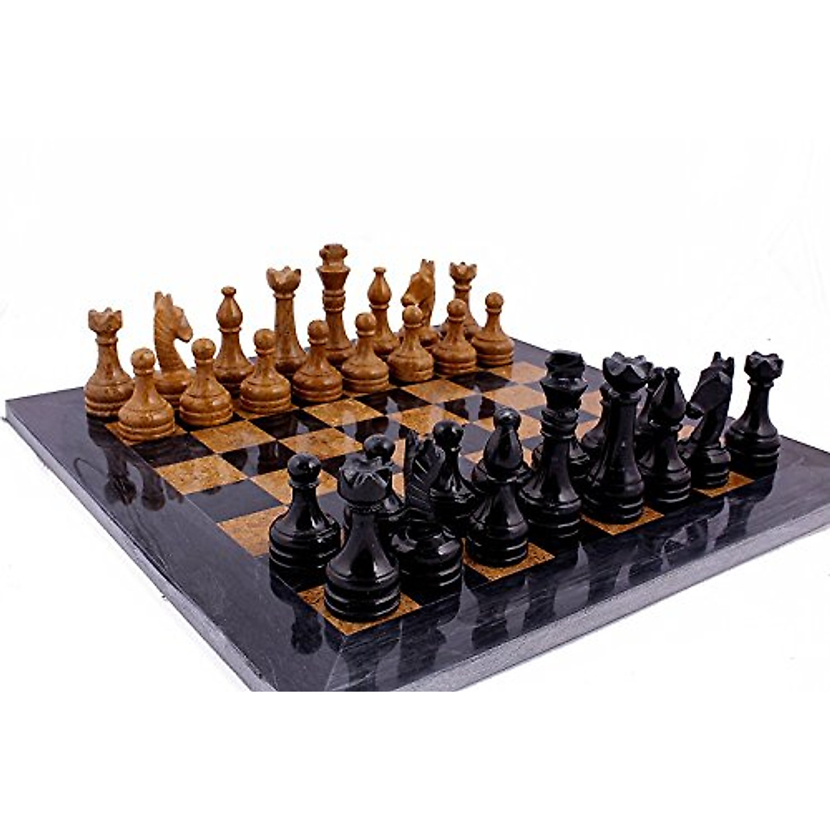 Original Handmade Marble Chess Set by RADICALn - 15" Black and Golden Hand Crafted Full Chess Board Game Sets Premium Quality