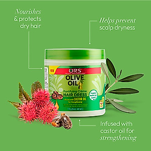 ORS Olive Oil Fortifying Cream Hair Dress Infused with Castor Oil for Strengthening 6 Ounces