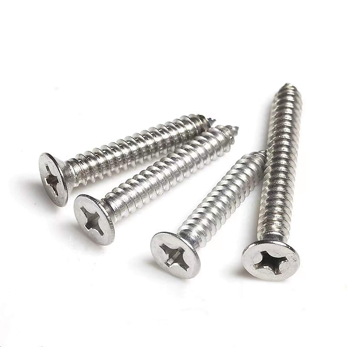 100 Pcs M2x14mm Flat Head Wood Self Tapping 304 Stainless Steel Screw Phillips Head Self Drilling