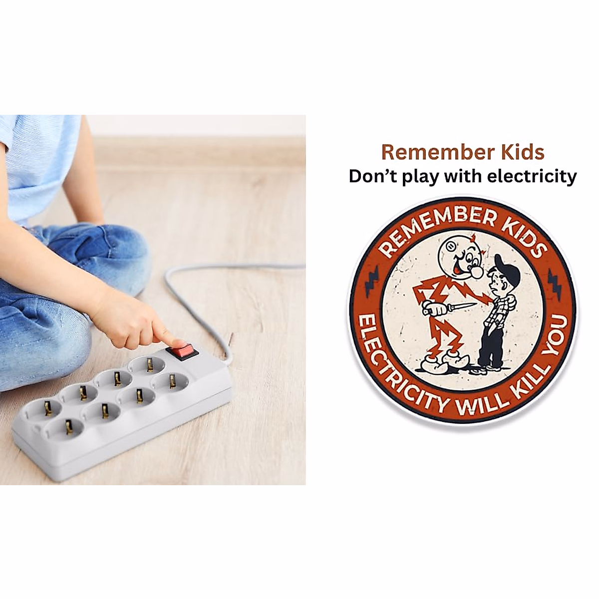 AG 4 PCS Remember Kids Electricity Will Kill You Decal Hard Hat Stickers Reddy Kilowatt Funny Electrician Mechanic Stickers, 3 Inch, Electricity Kills Sticker