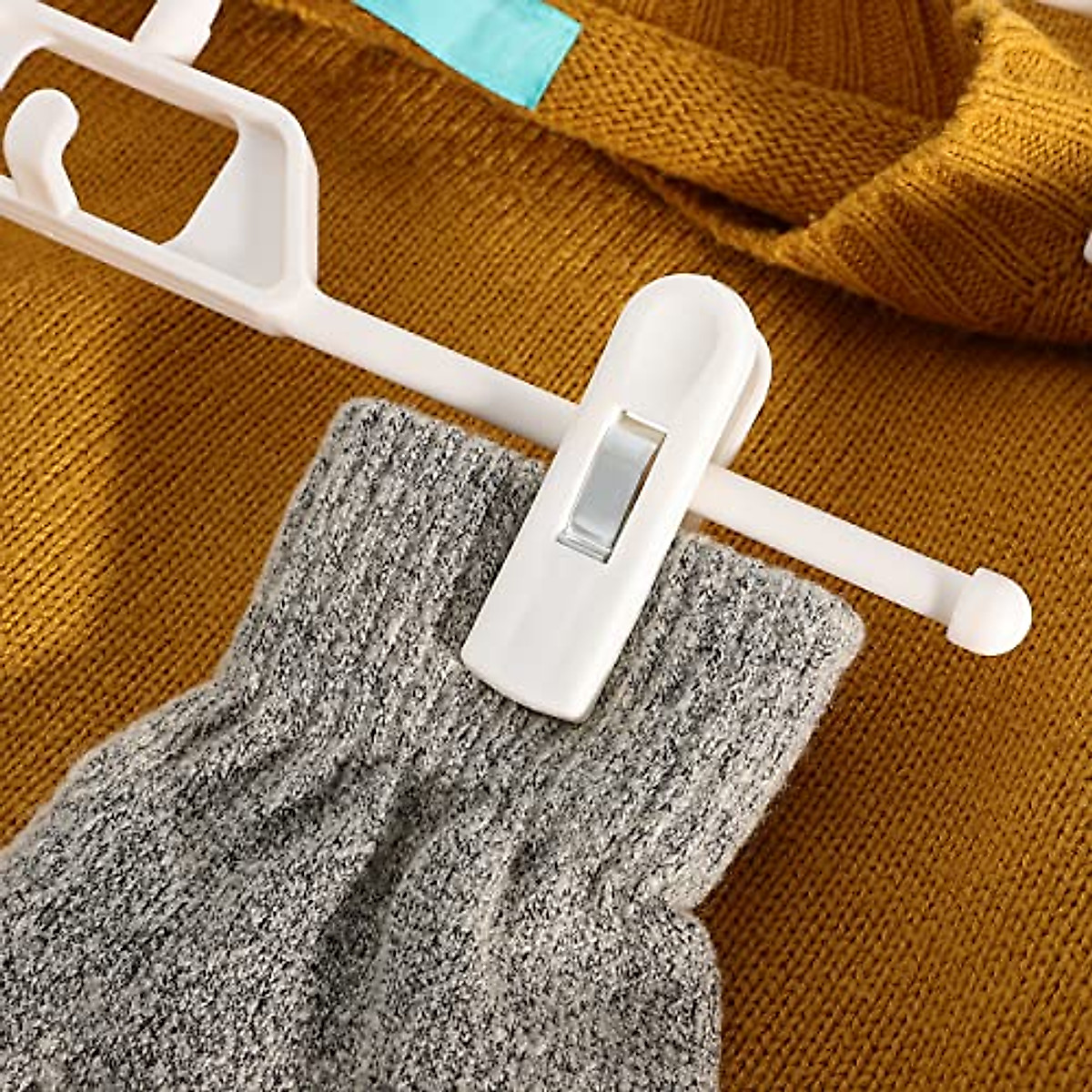 YARNOW Pants Hangers, 10PCS Adjustable Clothes Hangers, Adjustable Clips Pants Hanger, Slack, Trouser, Jeans, Towels for Newborn, Adults Clothes,Cream White